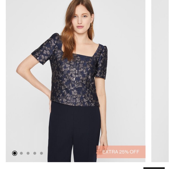 Club Monaco | Tops | Nwt Club Monaco Brocade Puff Sleeve Chemise | Poshmark